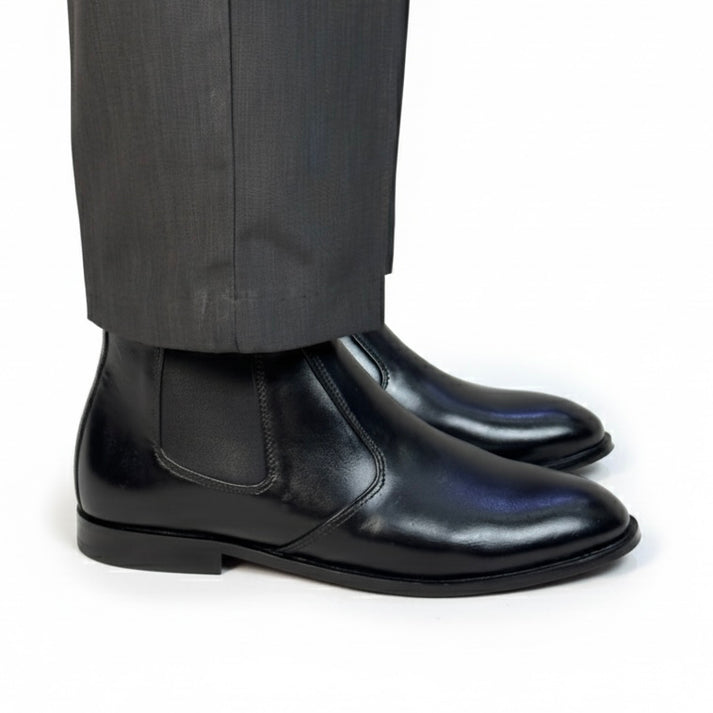 BLACK CHELSEA BOOT PURE LEATHER – MSKSOLES.COM